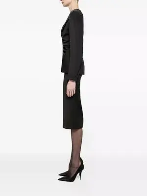 NISSA Wool-blend Button Detail Midi Skirt