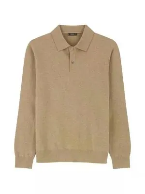 Boggi Milano Knitted Polo Shirt In Cashmere Wool - Neutrals