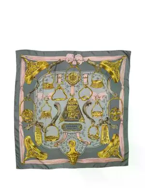 Hermès Etriers Graphic-print Scarf - Grey