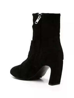 Ash Estelle Ruched Suede Ankle Boots - Black