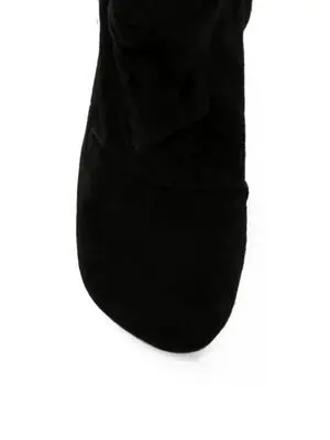 Ash Estelle Ruched Suede Ankle Boots - Black
