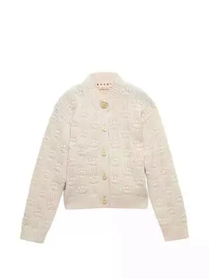 Marni White Fisherman Wool Cashmere Cardigan