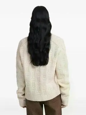 Marni White Fisherman Wool Cashmere Cardigan