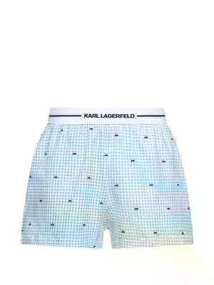 Karl Lagerfeld Ikon Gingham-pattern Pajama Shorts - Blue