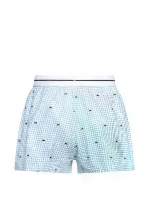 Karl Lagerfeld Ikon Gingham-pattern Pajama Shorts - Blue