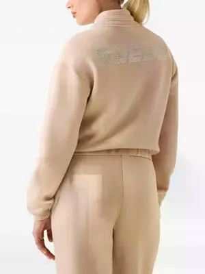 Guess Rhinestone Zip Up Sweatshirt - Neutrals