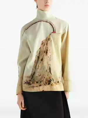 LEMAIRE Stand-collar Top In Salto Mortale Printed Dry Silk