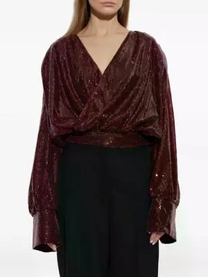 ROTATE BY BIRGER CHRISTENSEN Sequin Top With A V-neck
