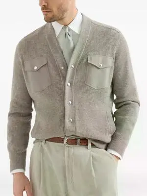 Brunello Cucinelli Cashmere Cardigan With Chest Pockets And Snap Buttons