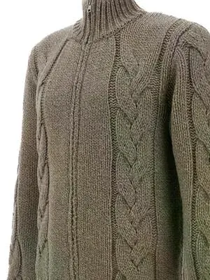 CUSTOMER LOVERS Cable-knit Zip-up Jacket - Brown