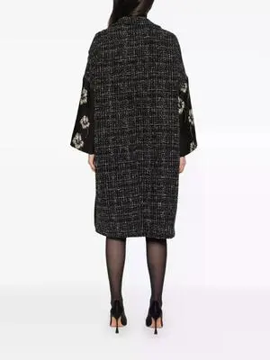 5 PROGRESS Floral-jacquard Bouclé-panel Coat