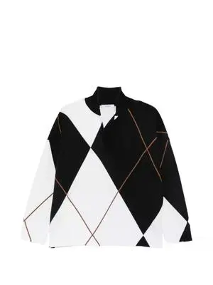 Max Mara Argyle Intarsia-knit Sweater Black