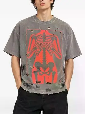 WARMAN Distressed Skeleton-print T-shirt