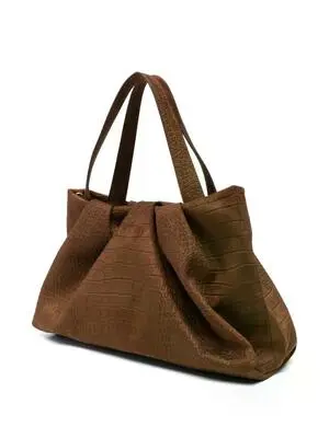 THEMOIRE Athena Croc-effect Shoulder Bag - Brown