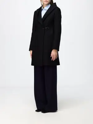 FAY Knee-length Double-breasted Hooded Coat In Wool And Cashmere With Shawl Collar