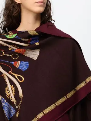 Etro Ethnic Print Wool-blend Cape With Asymmetrical Hem