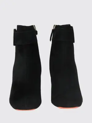 Santoni Ankle Boots In Suede Leather With A Rounded Toe And Block Heel
