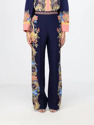 Etro High-waisted Palazzo Trousers In Silk With Paisley Print - Blue