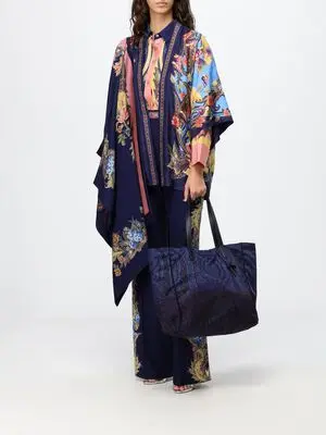 Etro High-waisted Palazzo Trousers In Silk With Paisley Print