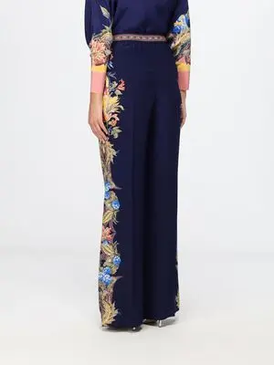 Etro High-waisted Palazzo Trousers In Silk With Paisley Print
