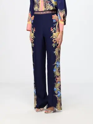 Etro High-waisted Palazzo Trousers In Silk With Paisley Print
