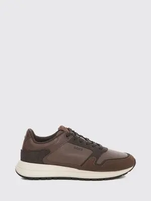 BOSS Vinston Runner Low Top Leather And Suede Sneakers With Mesh Lining