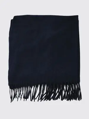 LARDINI Rectangular Cashmere Blend Scarf With Fringed Hem - Blue