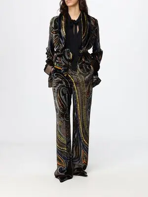 Etro High-waisted Paisley Print Velvet Palazzo Trousers