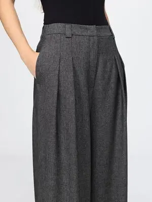 HANITA Pinstriped Palazzo Trousers In Cotton Flannel With A Mid-rise Waist And Pleats