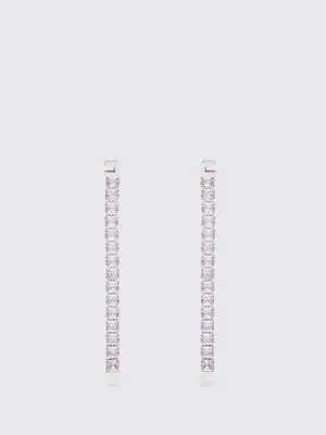 Elisabetta Franchi Crystal Pendant Earrings In -tone Metal - Silver
