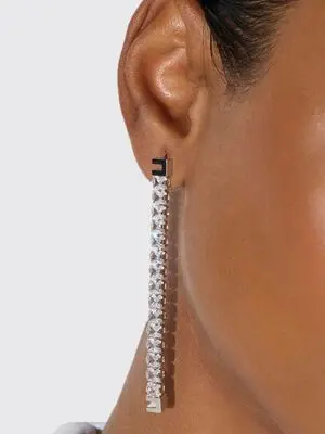 Elisabetta Franchi Crystal Pendant Earrings In -tone Metal - Silver