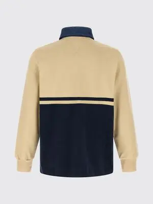JW Anderson Long-sleeved Bi Pattern Cotton Polo Shirt - Navy
