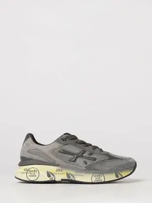 Premiata Moerun Leather And Mesh Sneakers With Side Logo