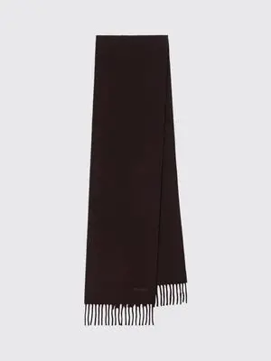 Max Mara Pure Wool Scarf With Fringes And Contrast Logo - Camel