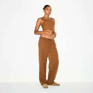 SKIMS Straight Leg Pants | Deep Neutral | Small | Cotton Fleece
