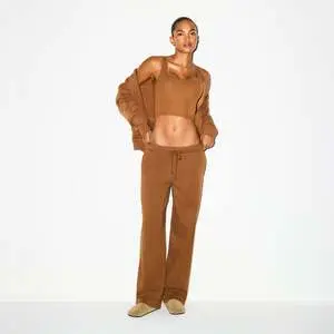 SKIMS Straight Leg Pants | Deep Neutral | Small | Cotton Fleece