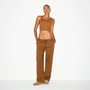 SKIMS Straight Leg Pants | Deep Neutral | Small | Cotton Fleece