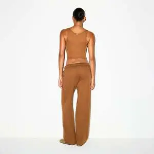 SKIMS Straight Leg Pants | Deep Neutral | Small | Cotton Fleece
