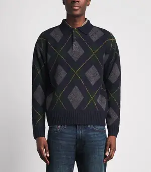 Polo Ralph Lauren Wool-mohair Argyle Polo Sweater