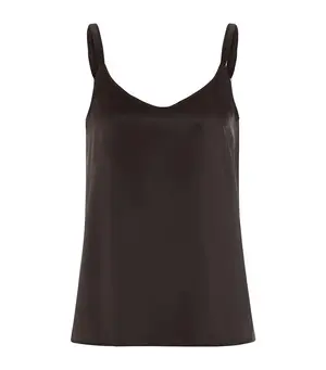 Hanro Silk Grand Central Cami Pyjama Top - Brown