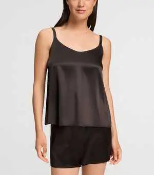 Hanro Silk Grand Central Cami Pyjama Top - Brown