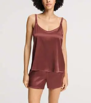 Hanro Silk Grand Central Cami Pyjama Top - Red