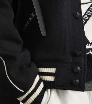 Polo Ralph Lauren Wool-blend Bullion-patch Bomber Jacket - Black