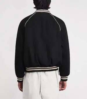 Polo Ralph Lauren Wool-blend Bullion-patch Bomber Jacket - Black