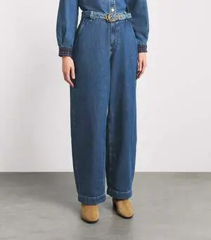 Claudie Pierlot Belted Wide-leg Jeans