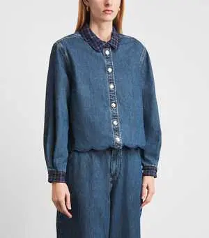 Claudie Pierlot Denim Check-collar Shirt
