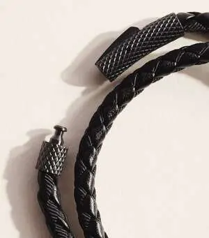 Tateossian Eco Leather Double-wrap Braided Bracelet