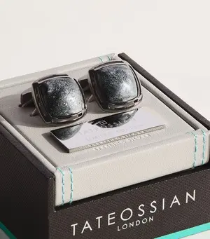 Tateossian Sterling Silver And Hematite Cushion Cufflinks
