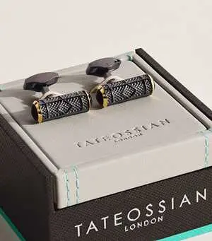 Tateossian Onyx Barrel Cufflinks
