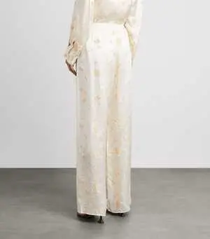 DÔEN Floral Jacquard Lavona Wide-leg Trousers
